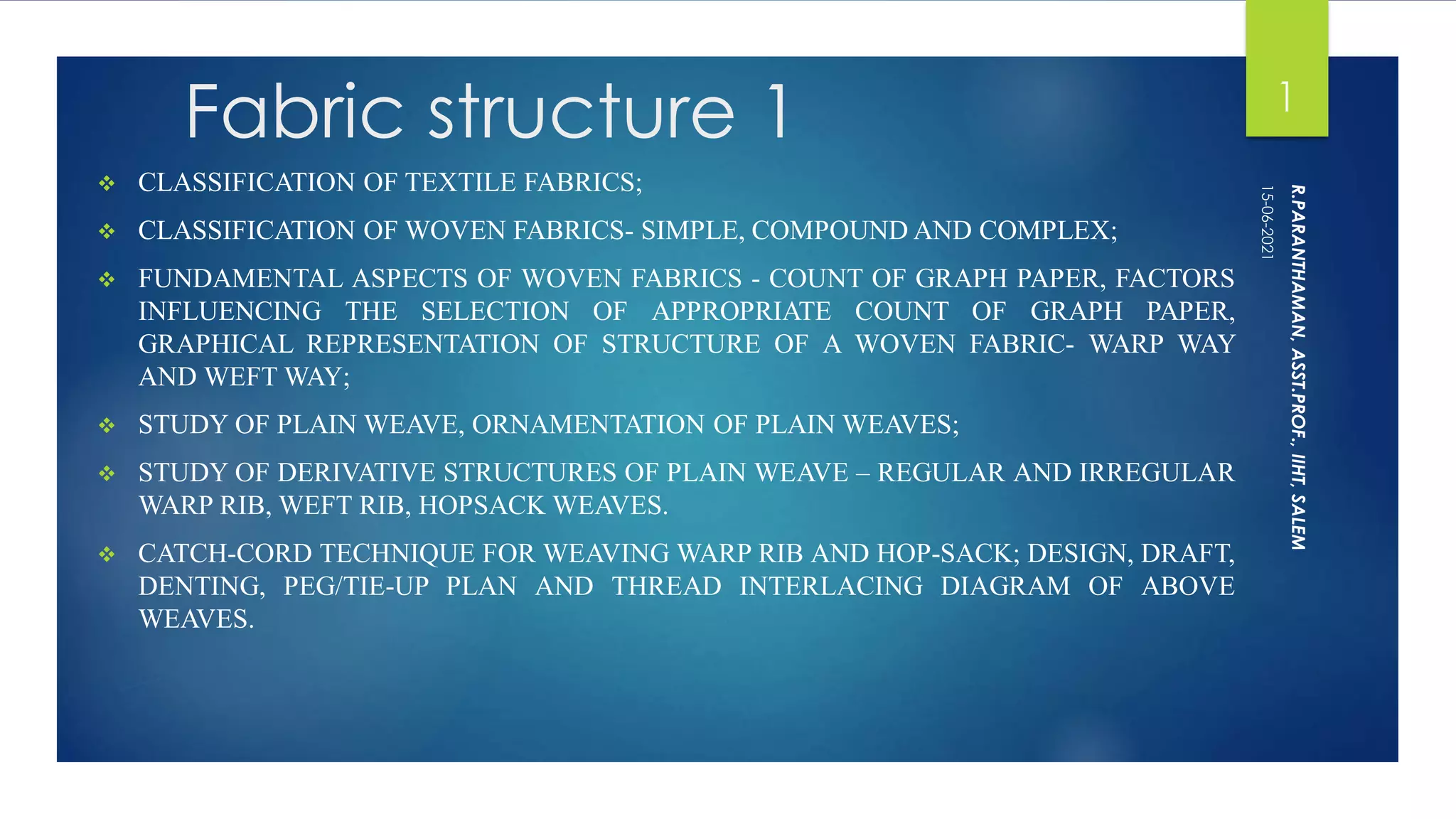 Fabric structure and design plain weave and derivatives | PDF