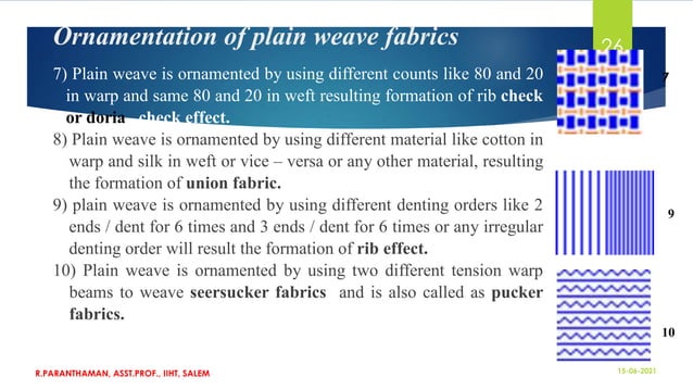 Fabric structure and design plain weave and derivatives | PDF