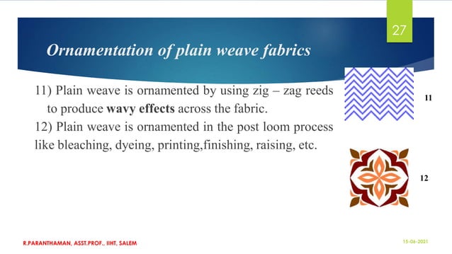 Fabric structure and design plain weave and derivatives | PDF