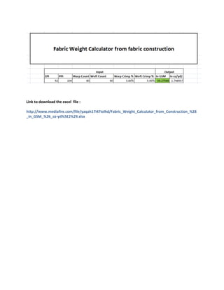 Fabric weight calculation in GSM | PDF