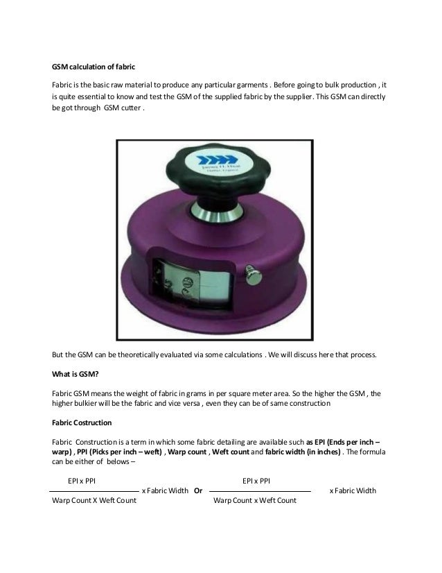 Fabric Weight Calculation In GSM fabric-weight-calculation-in-gsm