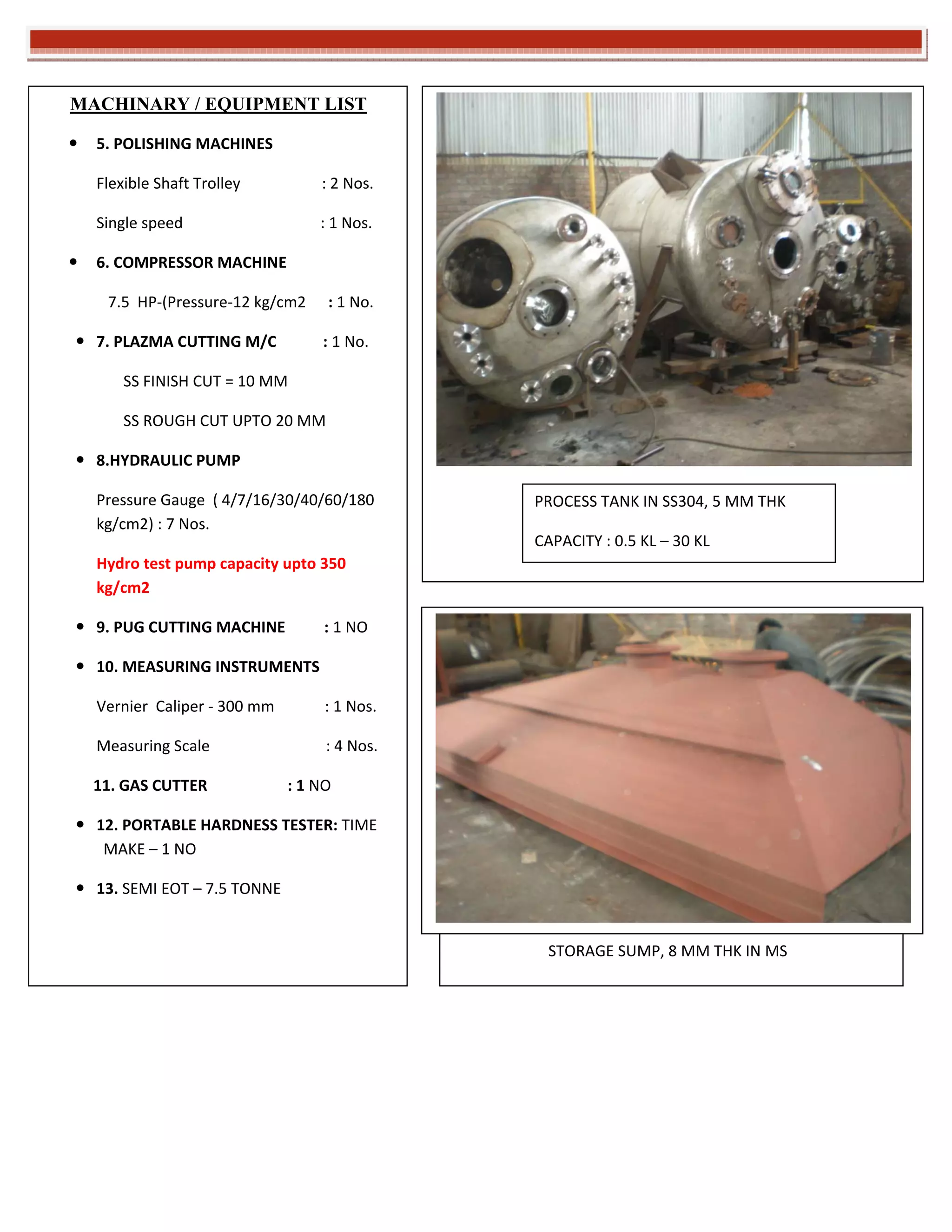 Fabri - Tek Engineers, Pune, Process Equipments | PDF