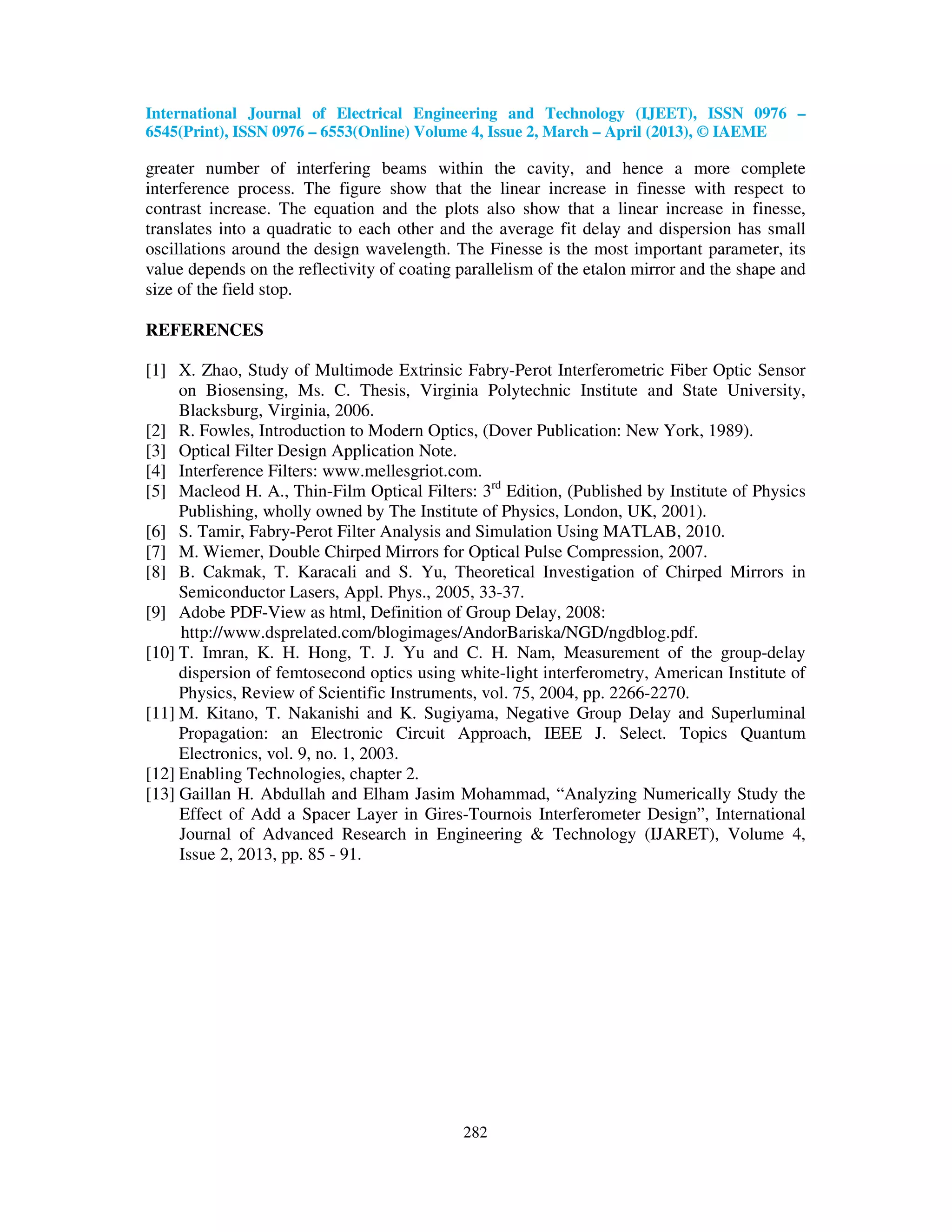 Fabry–pérot interferometer picoseconds dispersive properties | PDF