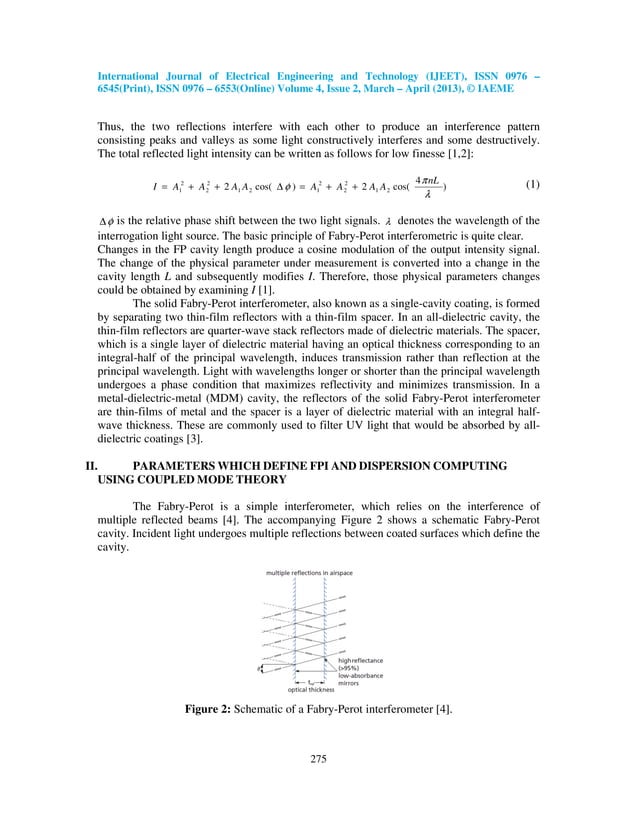 Fabry–pérot interferometer picoseconds dispersive properties | PDF