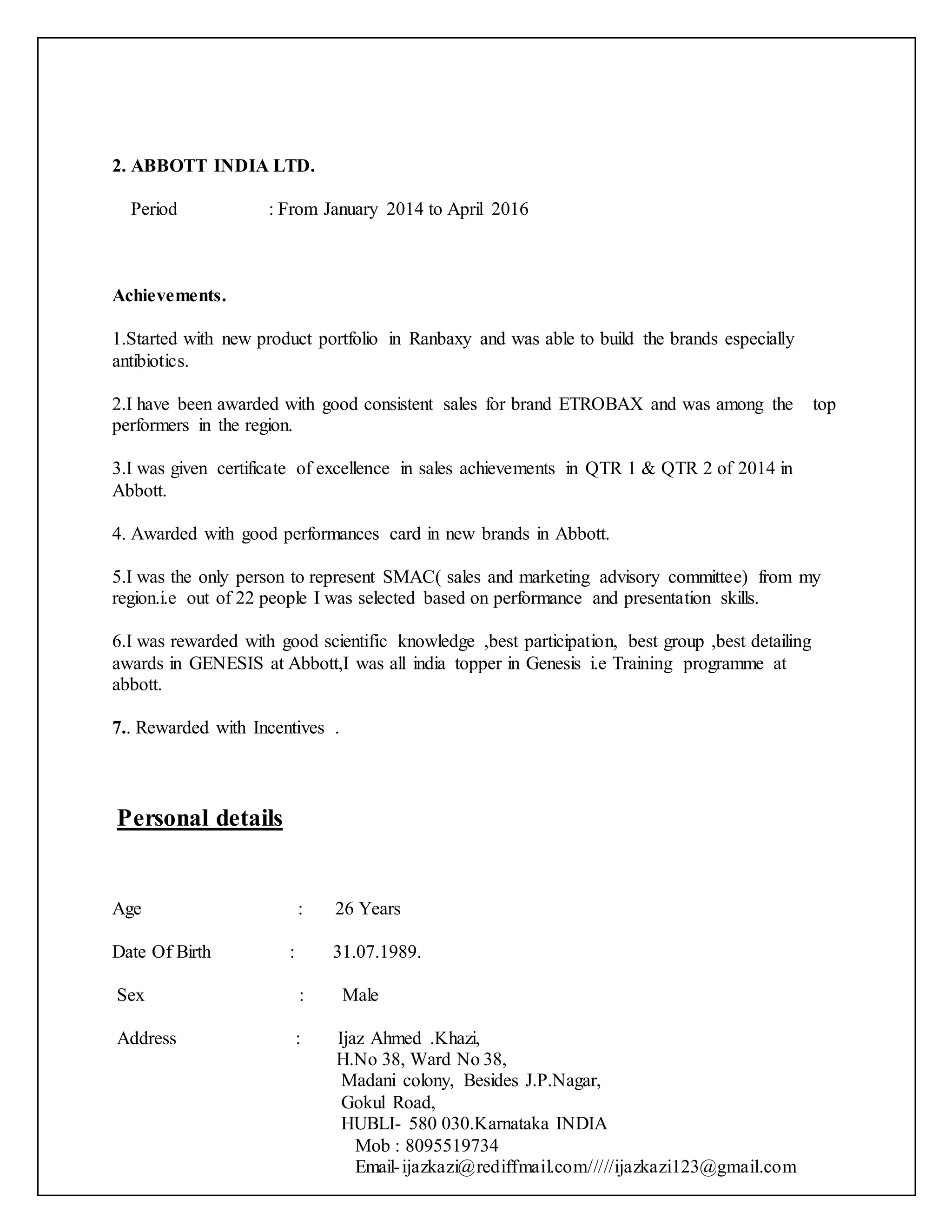 ijaz_kazi_hubli_CV (1) | PDF