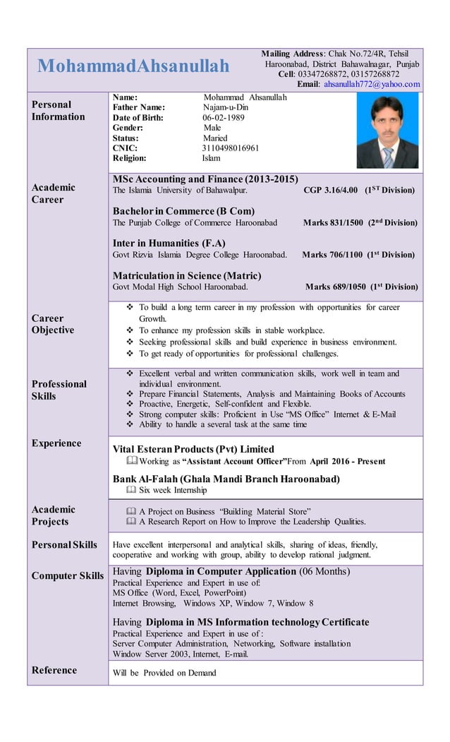 CV's Ahsanullah | PDF