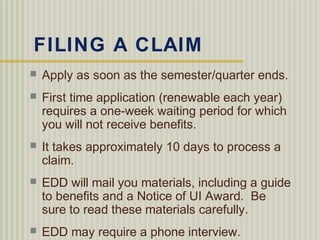 CALIFORNIA EDD FILING PROCEDURE | PPT