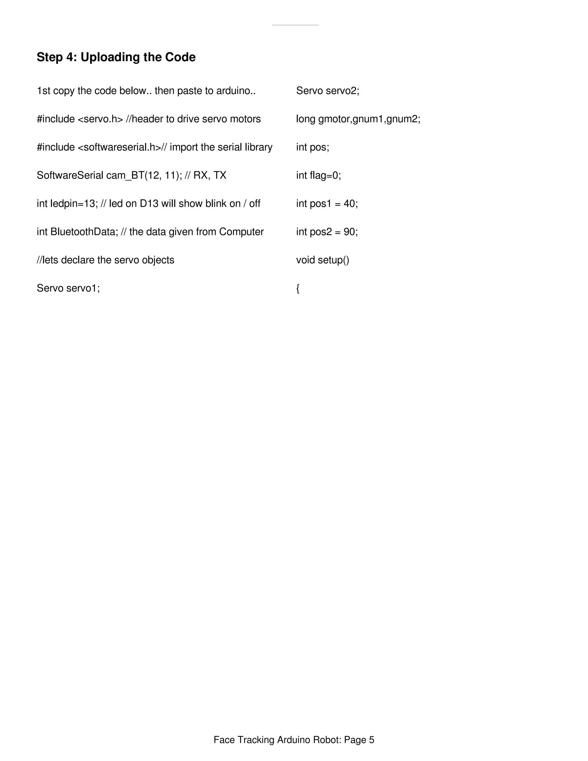 Face tracking-arduino-robot | PDF