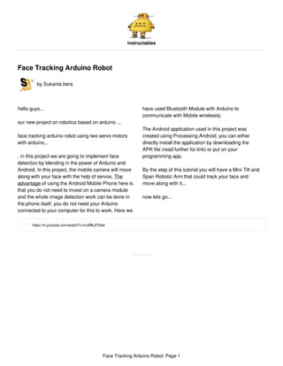 Face tracking-arduino-robot | PDF