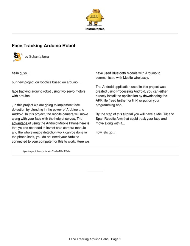 Face tracking-arduino-robot | PDF