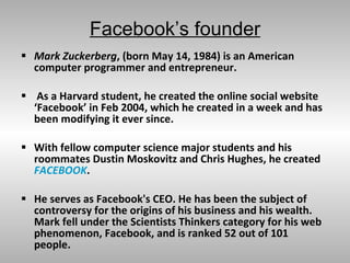 Mark zuckerberg : Founder of facebook | PPT