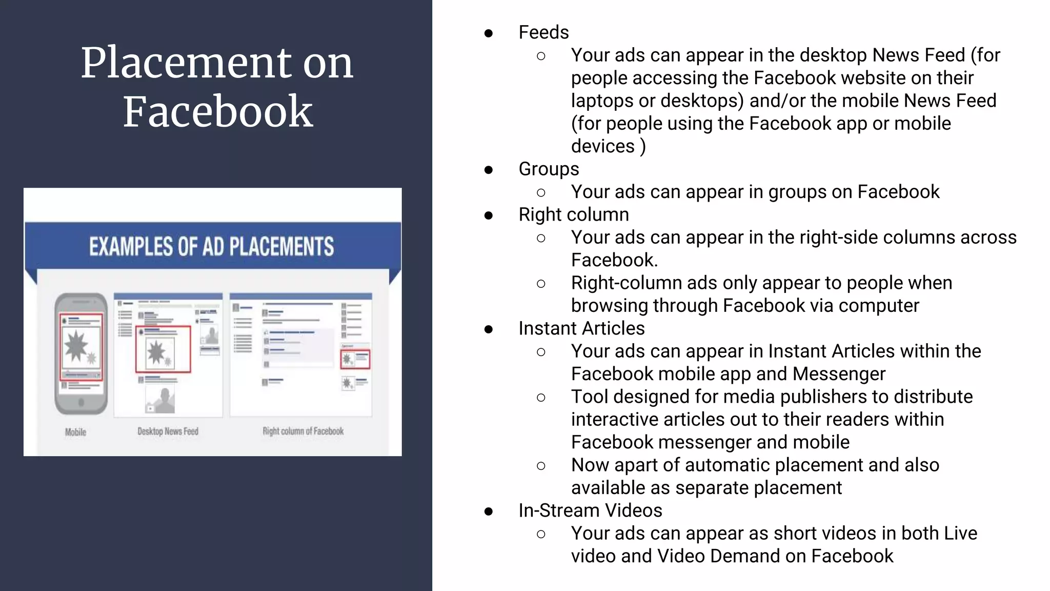 Facebook Ad Placement & Format | PPTX | Social Networking | Internet
