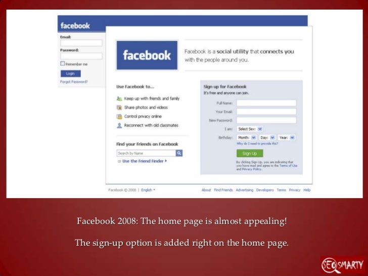 Facebook Home Page Evolution