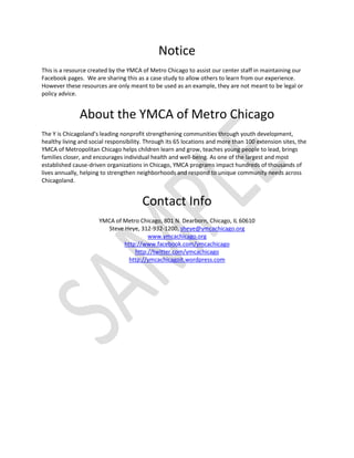 YMCA of Metro Chicago Facebook Manual and Case Study | DOCX | Social ...