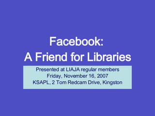 Facebook Presentation for Librarians | PPT