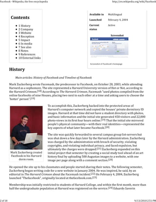Facebook wikipedia | PDF | Social Networking | Internet