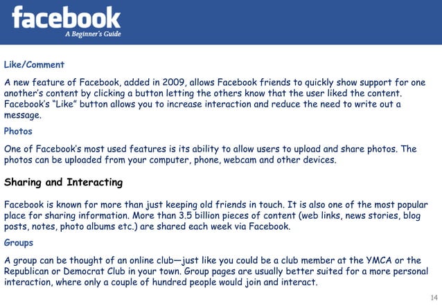 Facebook a Beginner's Guide | PPT