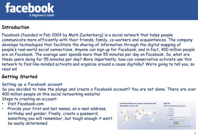 Facebook a Beginner's Guide | PPT