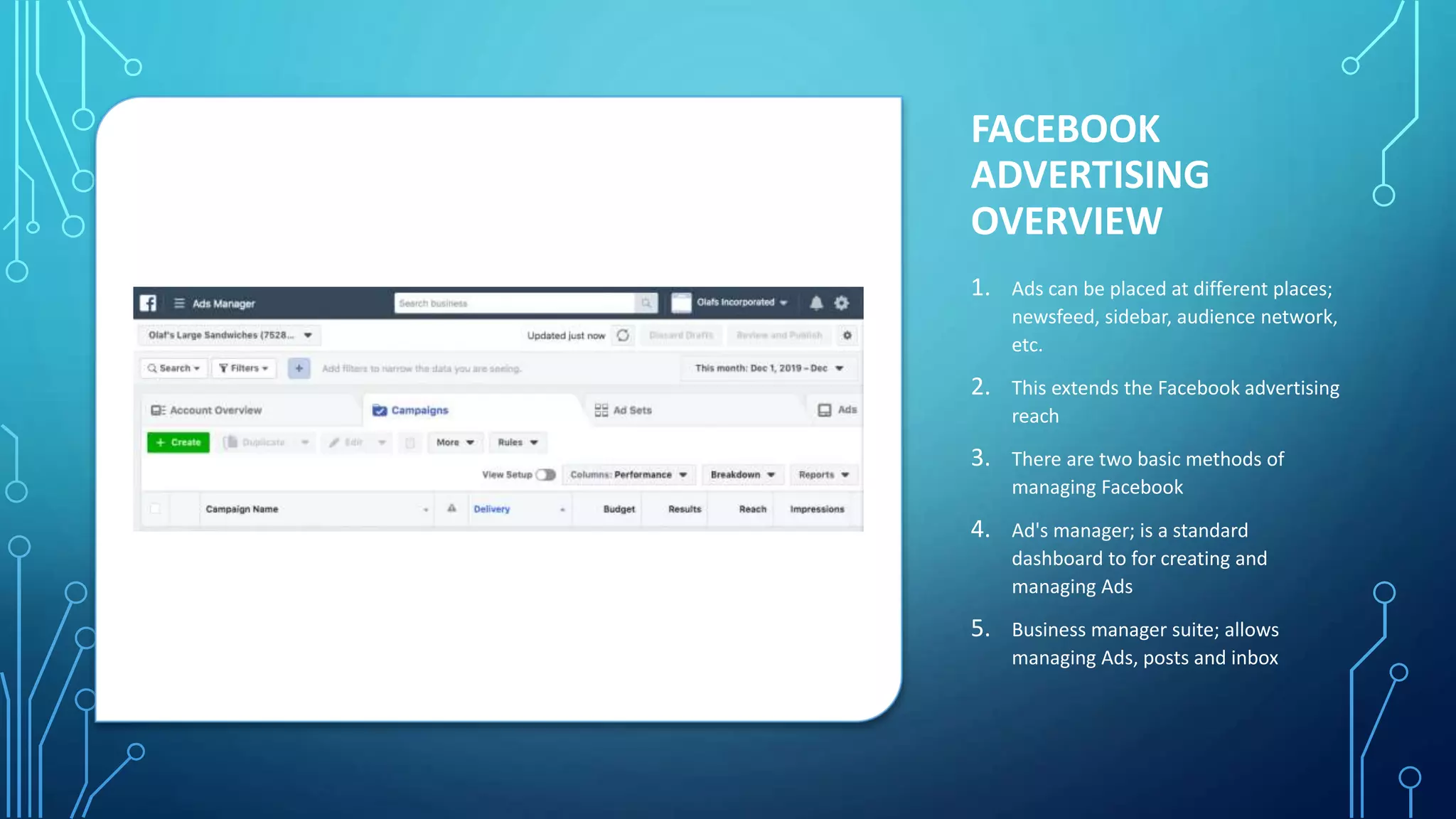 Facebook Advertisement Overview | PPT