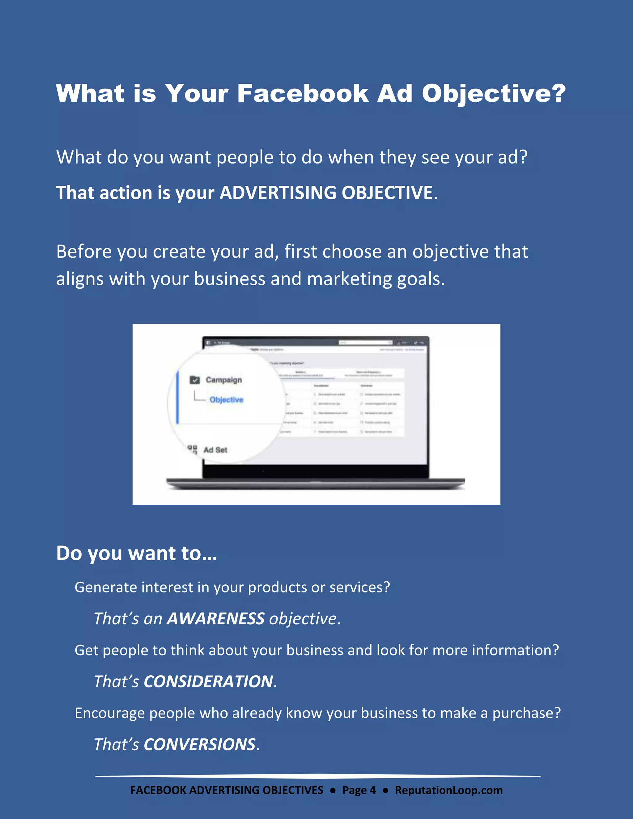 Facebook Advertising Objectives - Best Formats and Placement for Each ...