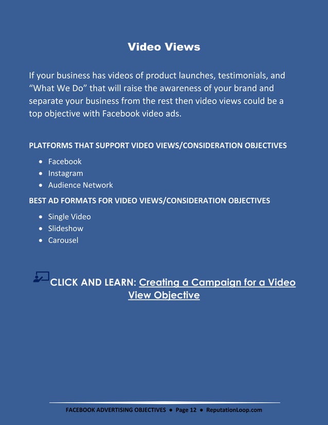 Facebook Advertising Objectives - Best Formats and Placement for Each ...