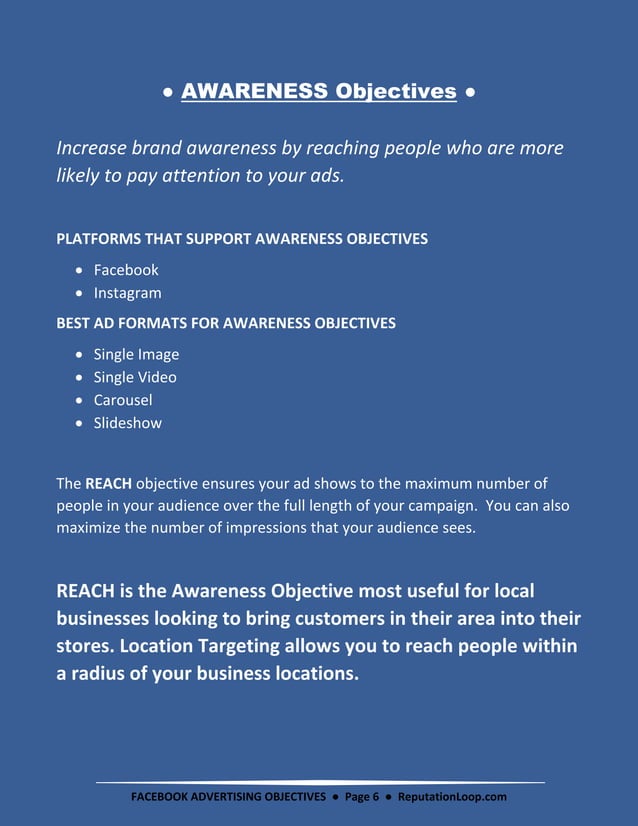 Facebook Advertising Objectives - Best Formats and Placement for Each ...