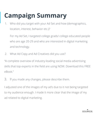 Facebook advertising project | PDF