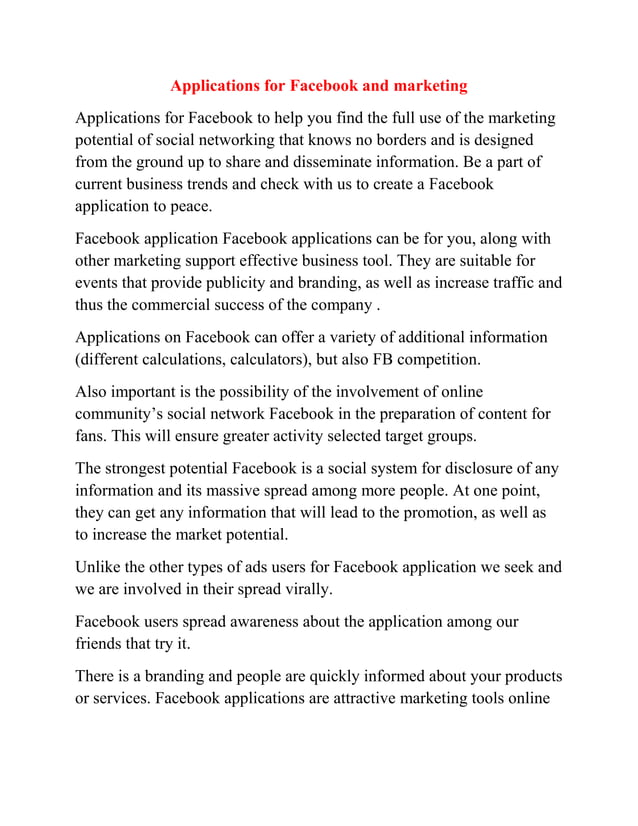 Facebook app development | PDF