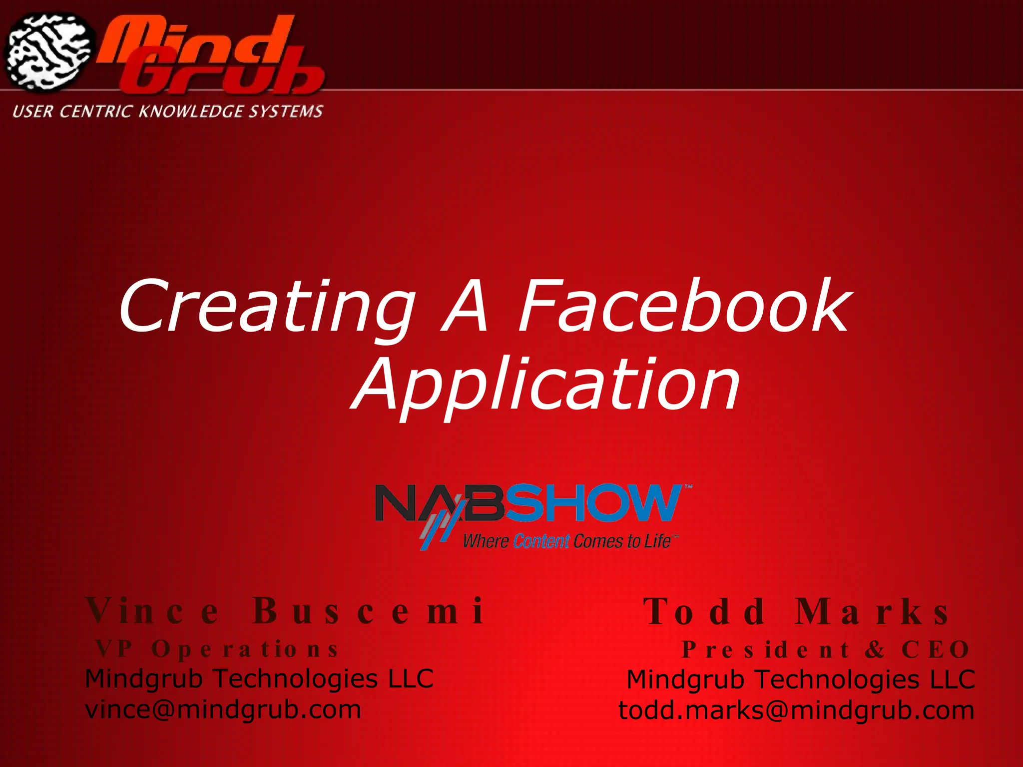 Creating a Facebook App | PPT