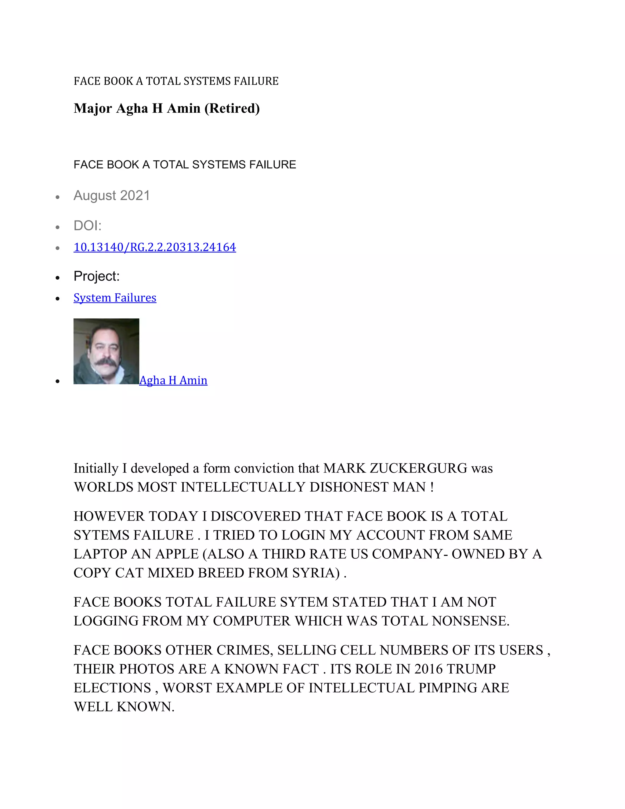 Face book a total systems failure | PDF