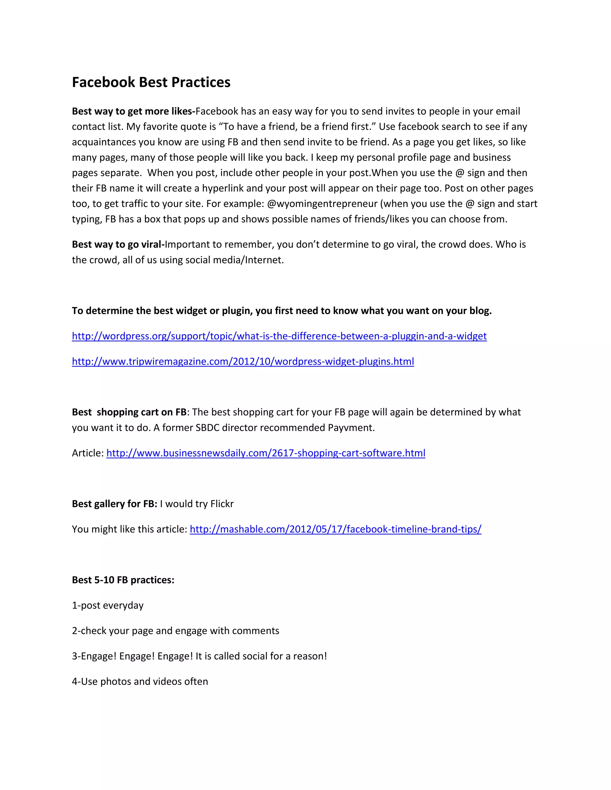 Facebook best practices | PDF