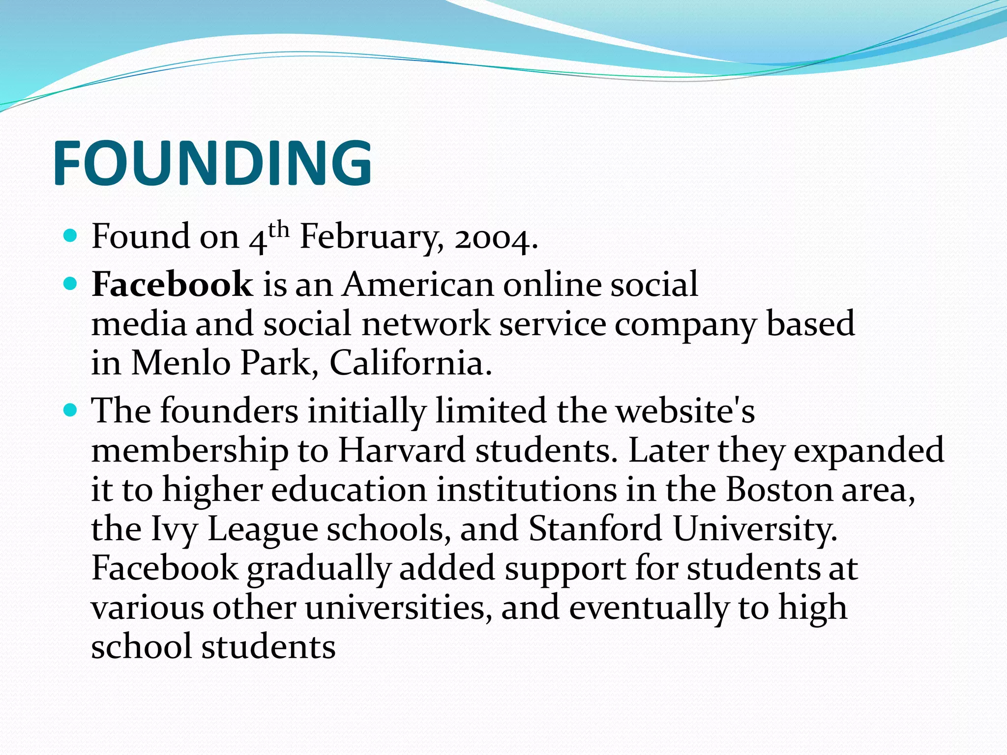 PPT on FACEBOOK | PPTX | Social Networking | Internet