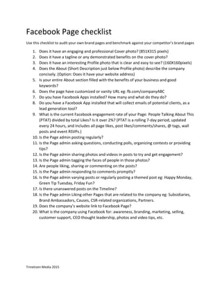 Facebook checklist | PDF