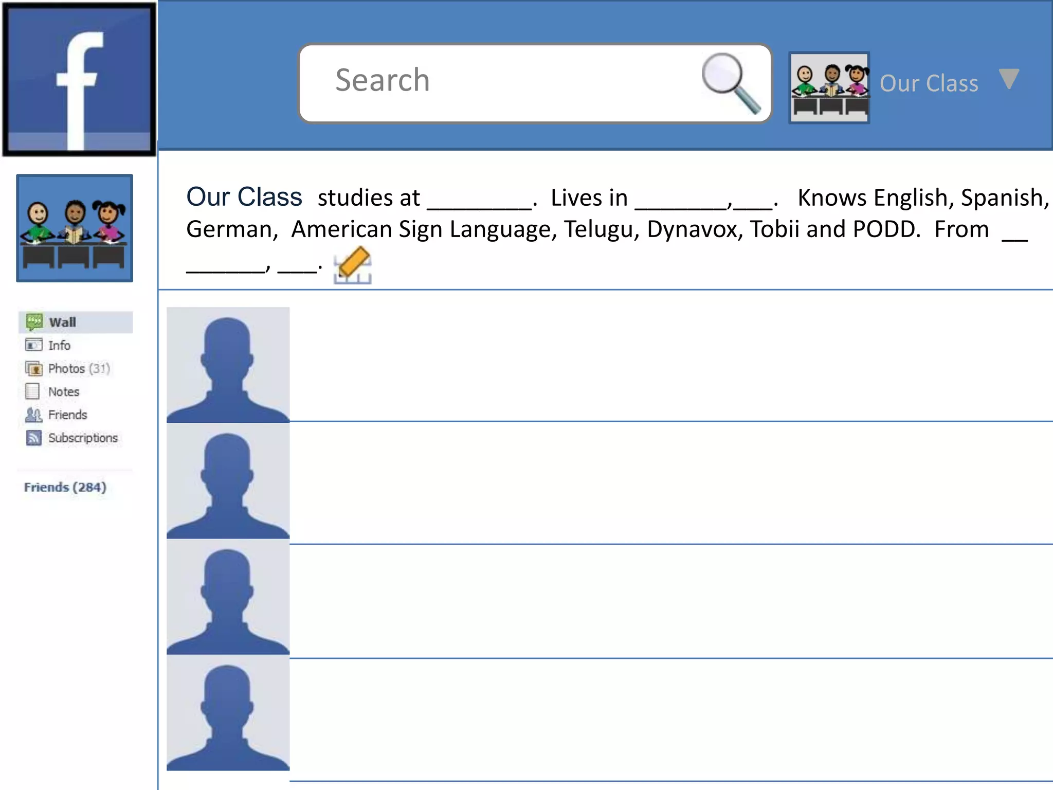 Facebook classroom wall | PPT