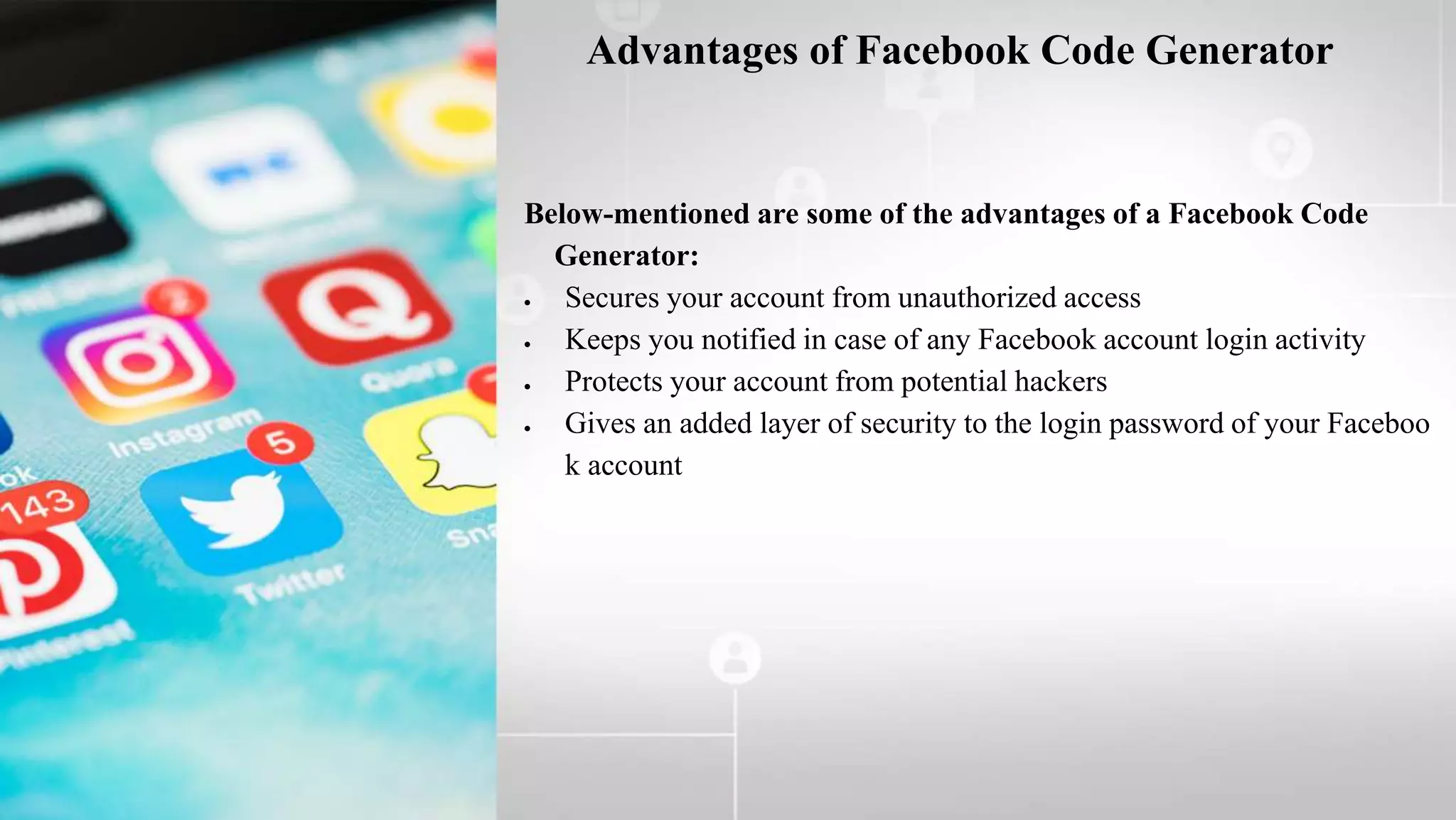 Facebook code generator bypass | PPT