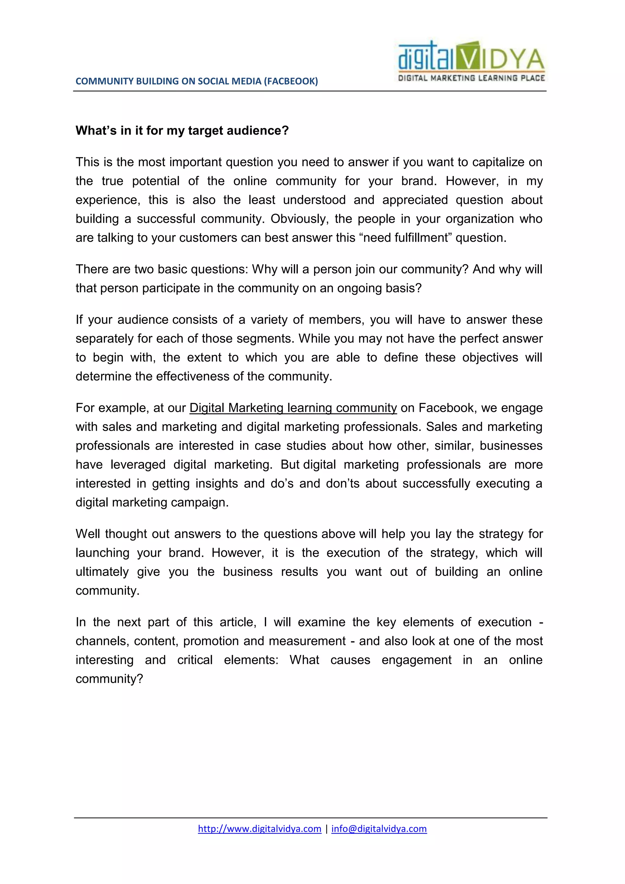 Facebook Community Building Guide | PDF