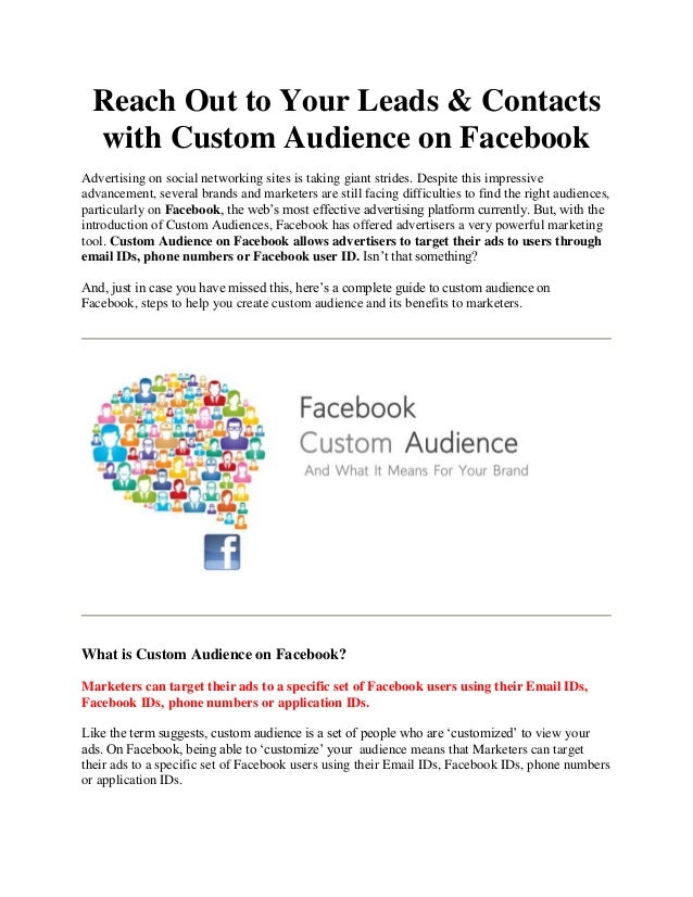 Facebook custom audience tool