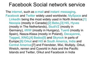 Facebook features | PPT | Social Networking | Internet