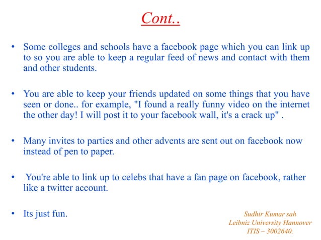 Facebook features | PPT