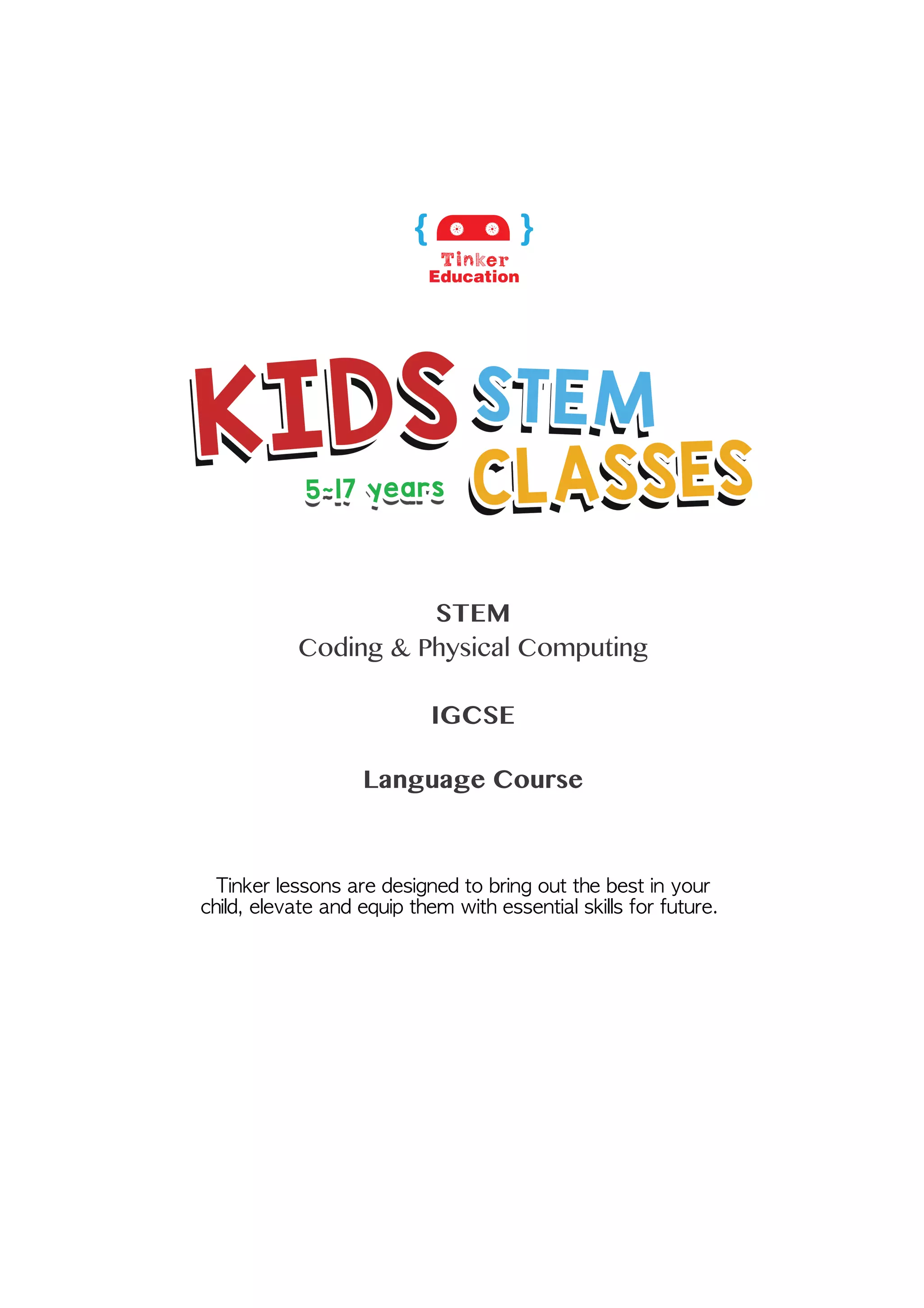 Tinker Education Kids STEM Classes 2017 Term 3 | PDF