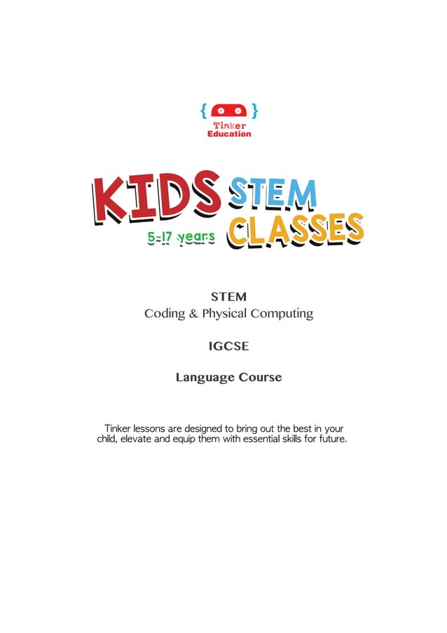 Tinker Education Kids STEM Classes 2017 Term 3 | PDF
