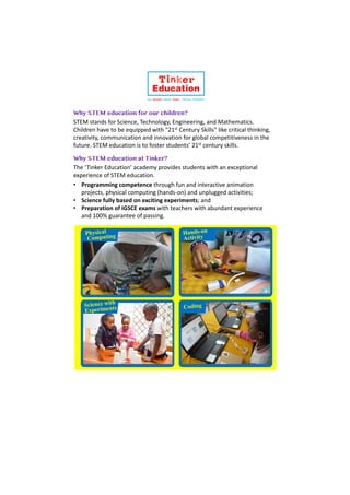 Tinker Education Kids STEM Classes 2017 Term 3 | PDF