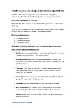 Facebook for education | PDF