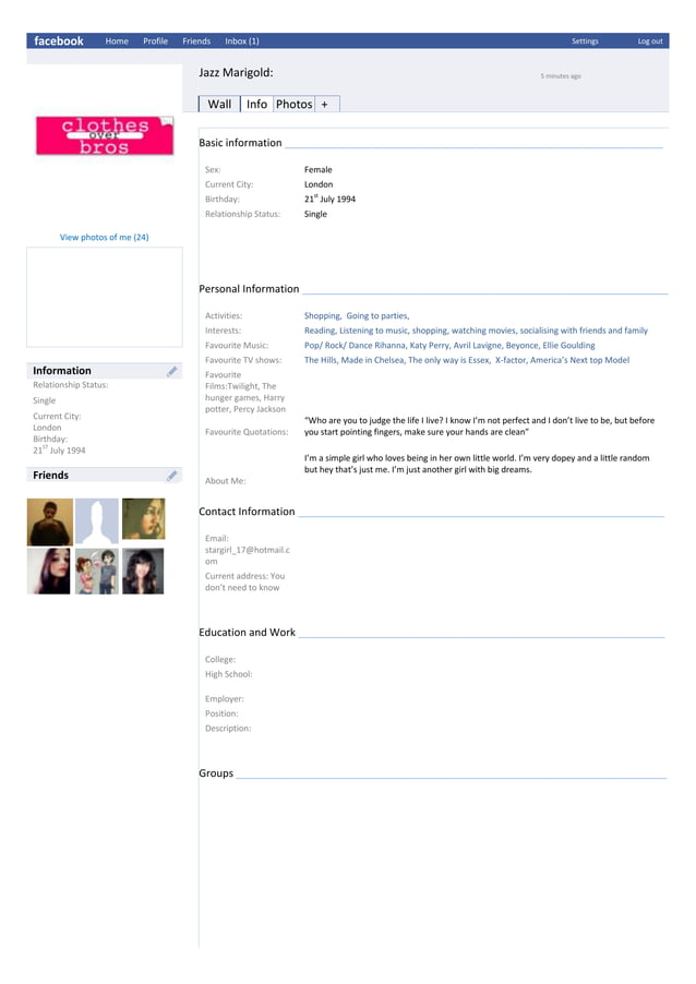 Facebook info template | DOCX | Contemporary Hits/Pop/Top 40 | Music