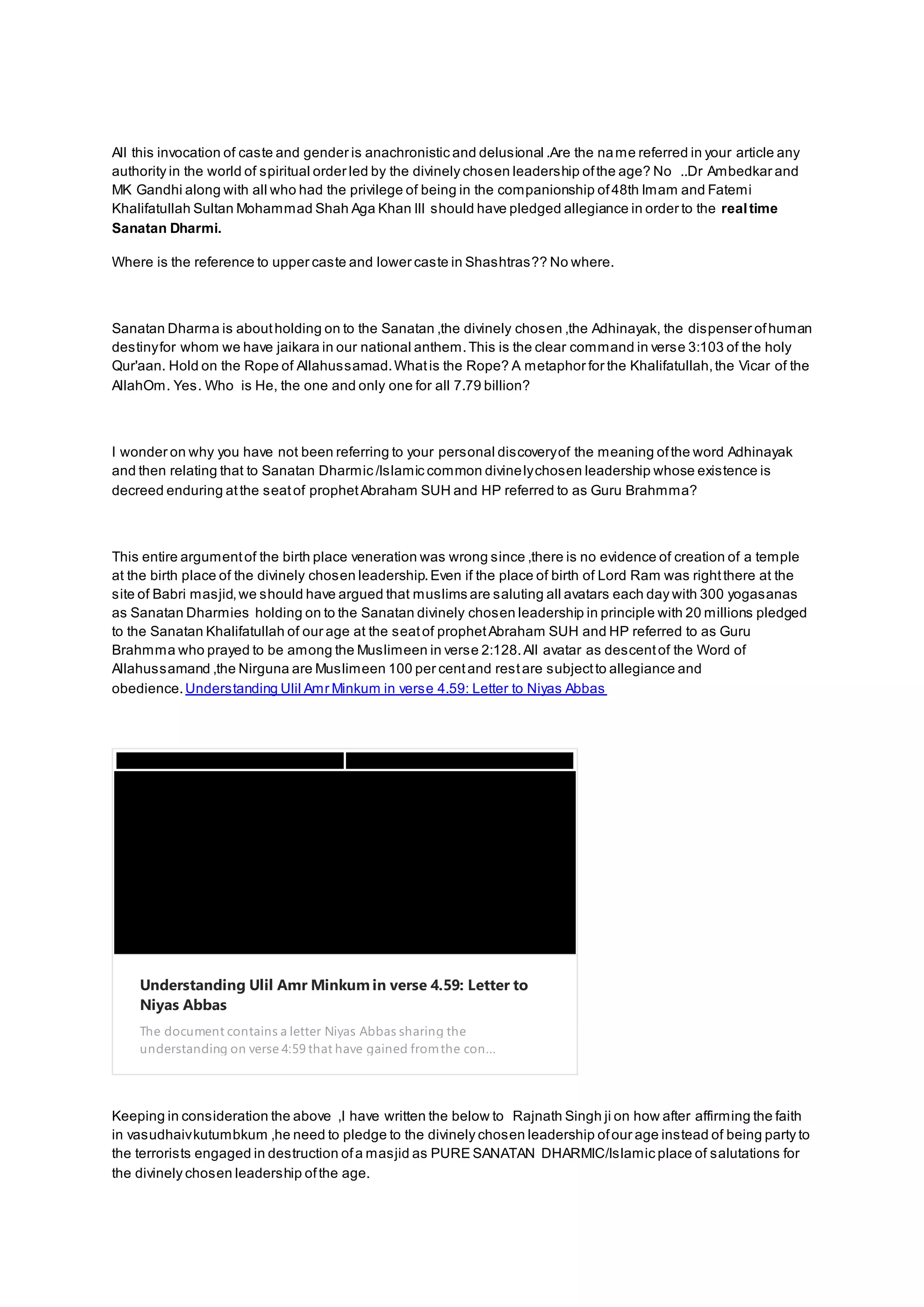Responses From the Divinely Chosen Leader Led Humanity Perspective for ...