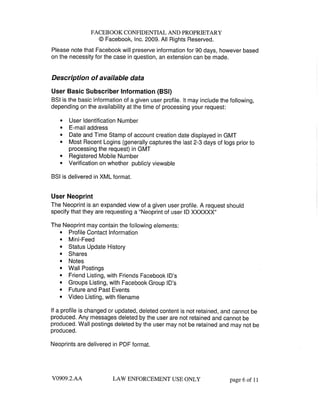 Facebook law enforcement guidelines released | PDF