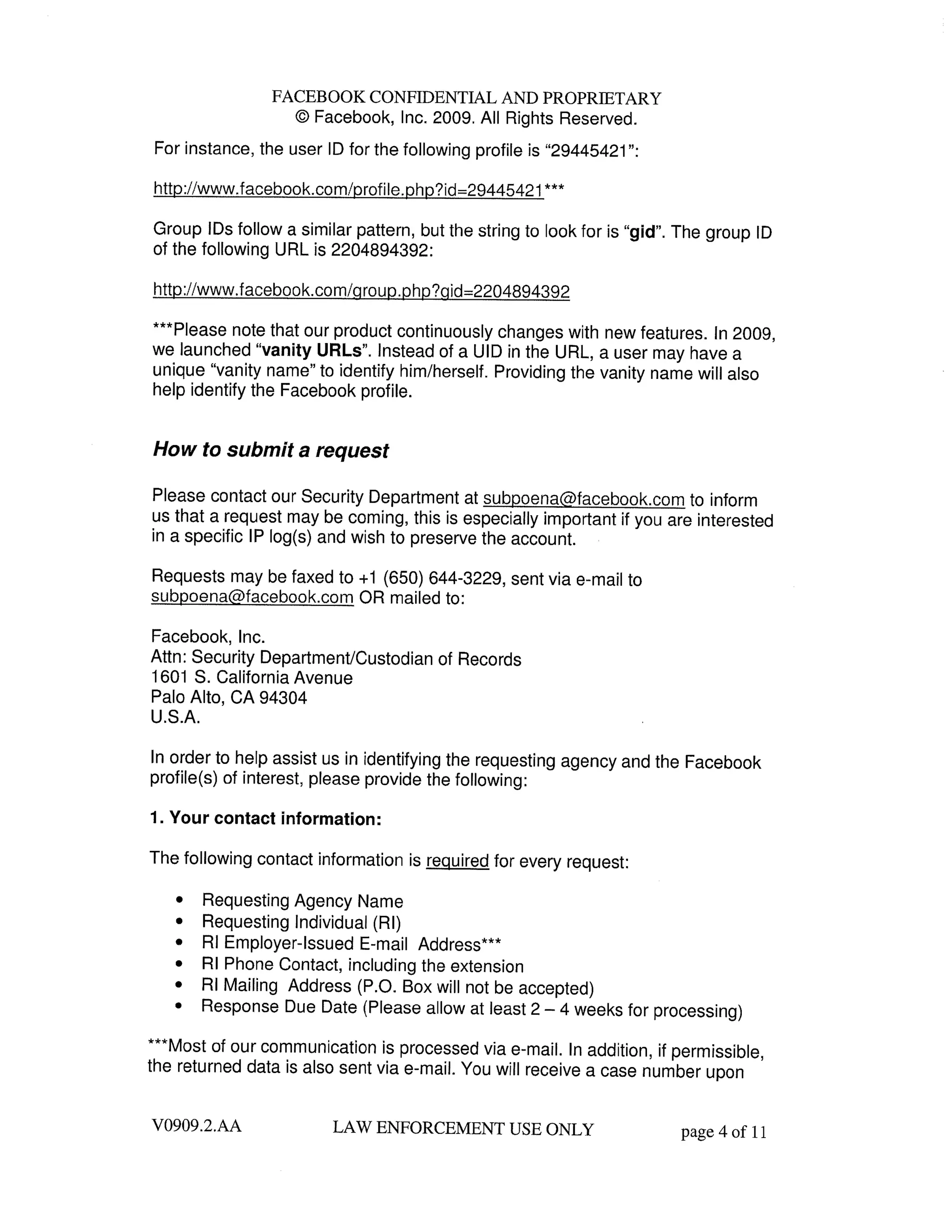 Facebook law enforcement guidelines released | PDF