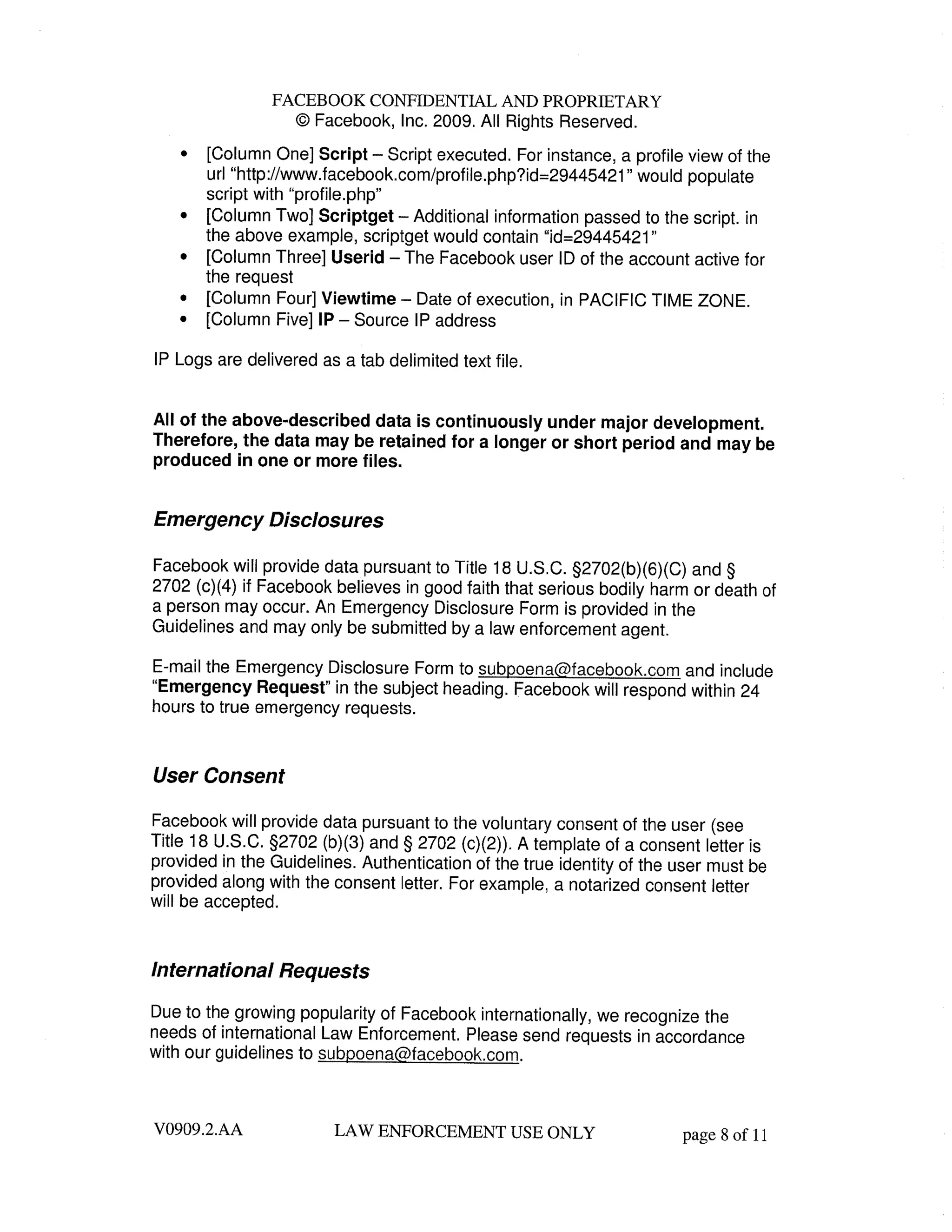 Facebook law enforcement guidelines released | PDF