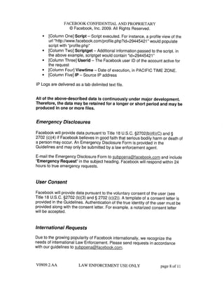 Facebook law enforcement guidelines released | PDF