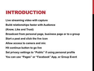 Facebook Live Tutorial | PPT